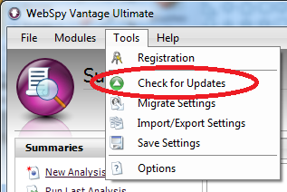 How To Update WebSpy Vantage and the Web Module